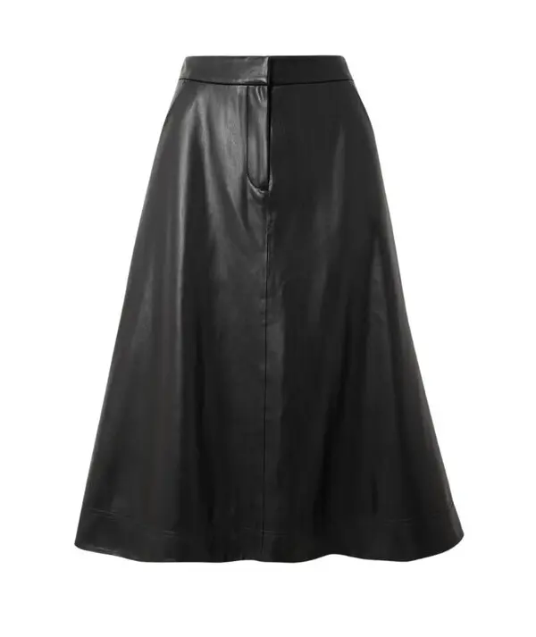 Veronica Beard Louise Faux Leather Midi Skirt