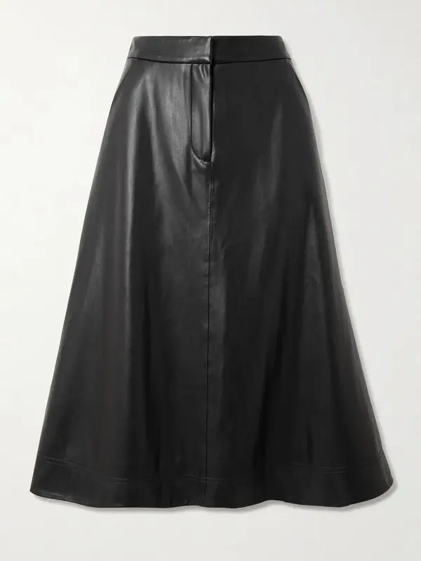 Veronica Beard Louise Faux Leather Midi Skirt