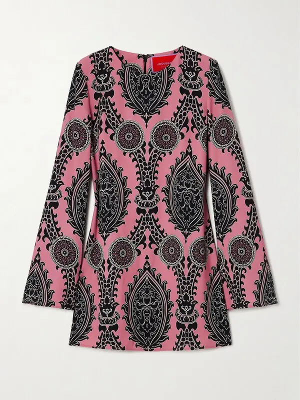 La DoubleJ Icon Supremes' Printed Crepe Mini Dress - Pink