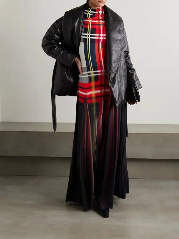 Nour Hammour Cora Belted Padded Leather Coat