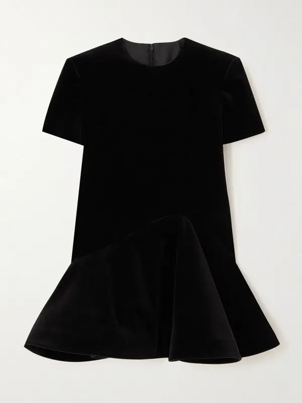Valentino Garavani Cotton-blend Velvet Fit-and-flare Mini Dress