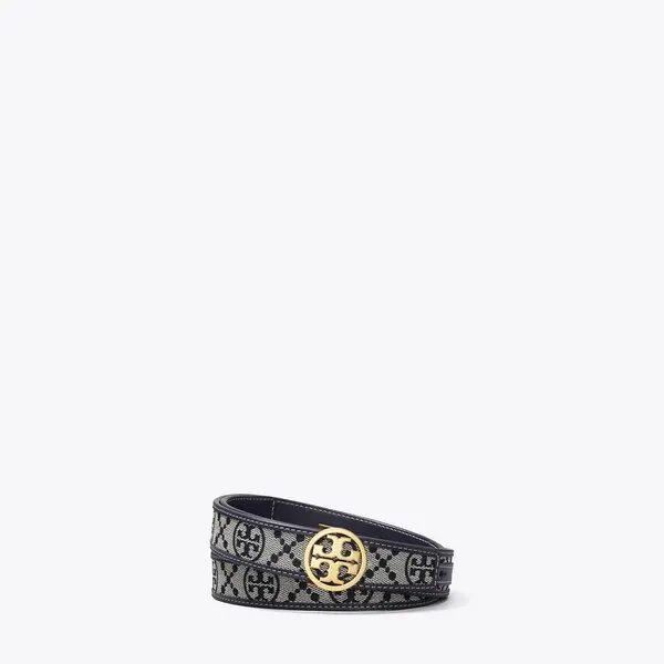 Tory Burch 1" T Monogram Miller Belt - Tory Navy