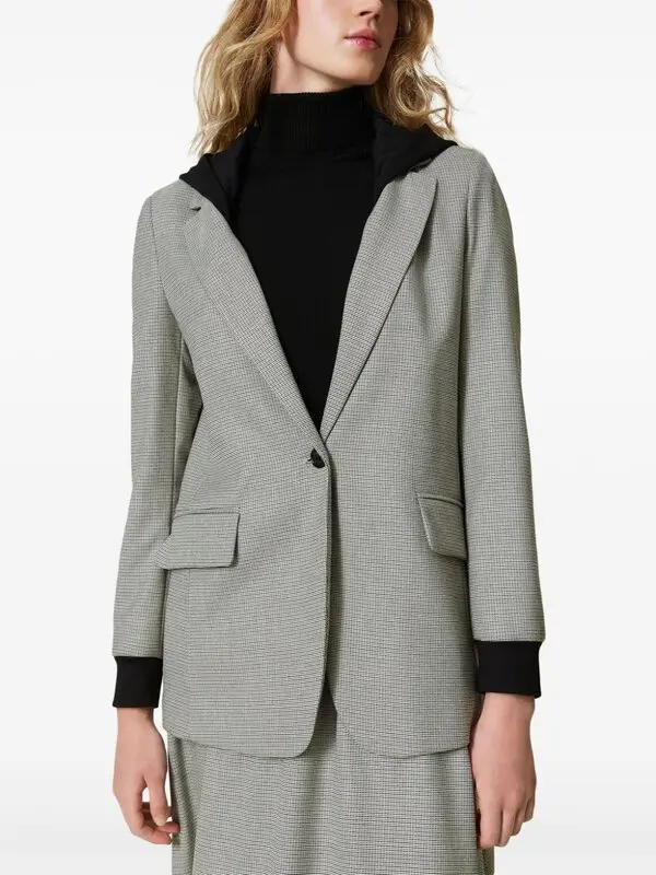 TWINSET Hooded Houndstooth Blazer