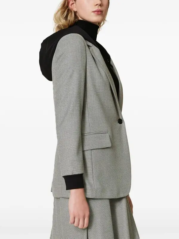 TWINSET Hooded Houndstooth Blazer