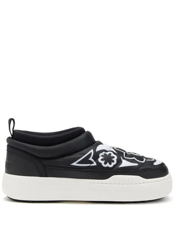 Moon Boot Park Soft Flower Graphic Slip-on Sneakers - Black