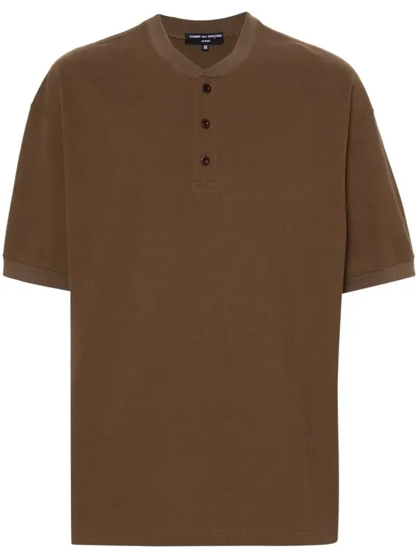 Comme Des Garçons Piqué-weave Cotton T-shirt - Brown