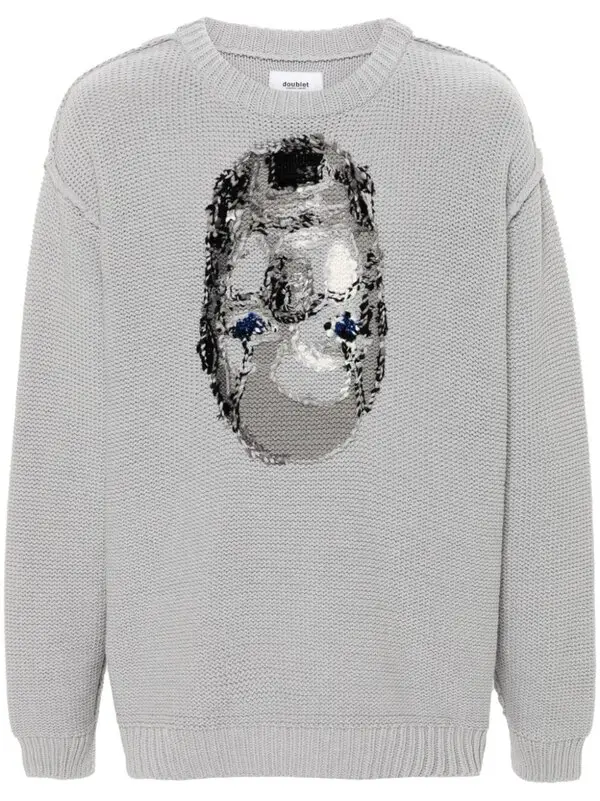 DOUBLET Inside-out Jacquard Jumper - Grey