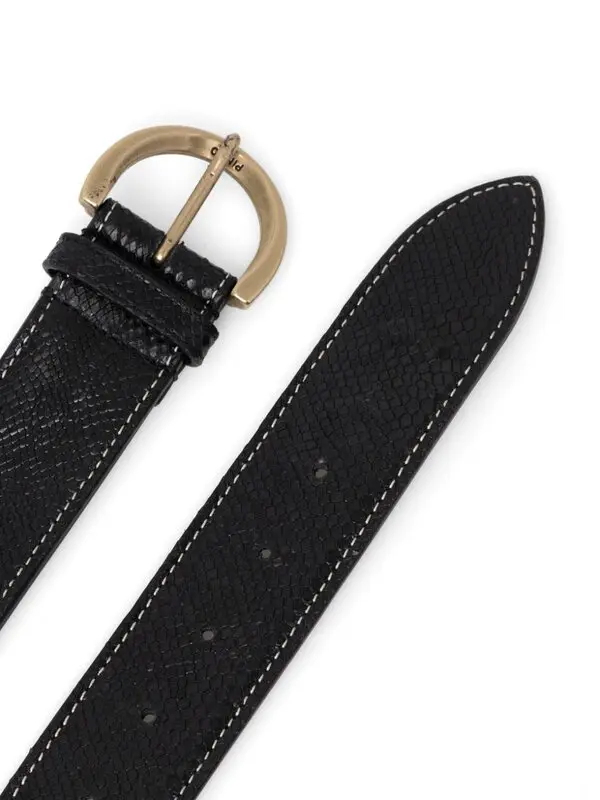 Pinko Patterned-stitch Leather Belt - Black