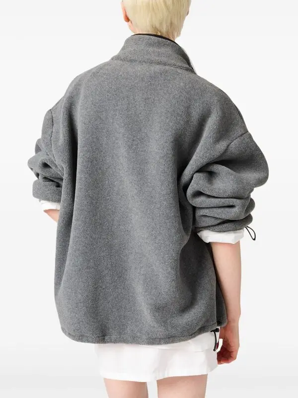 Miu Miu Fleece Sweatshirt With Embroidered Logo - Grey