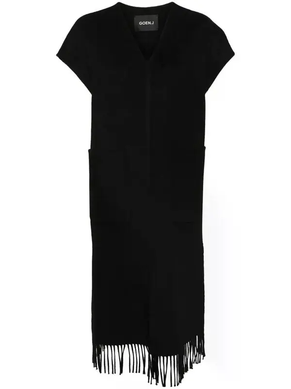 Goen.j Double-faced Fringed Dress - Black