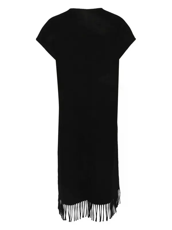 Goen.j Double-faced Fringed Dress - Black