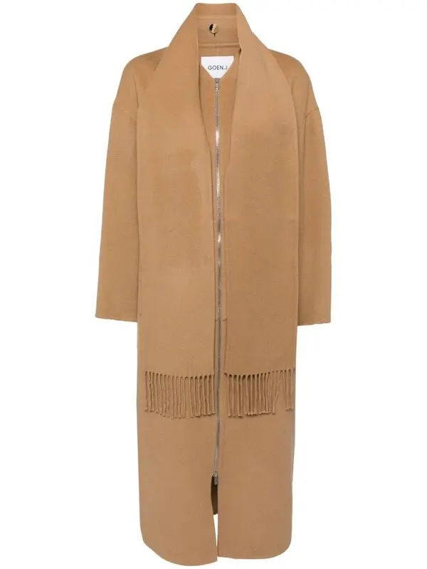Goen.j Detachable-muffler Zip-up Coat - Neutrals
