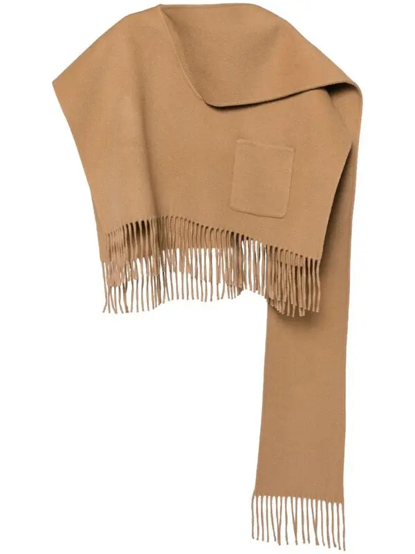 Goen.j Fringed Muffler Poncho - Neutrals