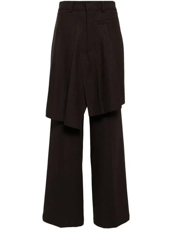 Goen.j Asymmetric Pleated Straight Pants