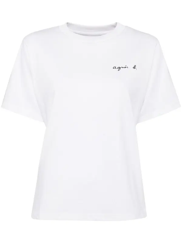 AGNES B. Logo-print Cotton T-shirt - White
