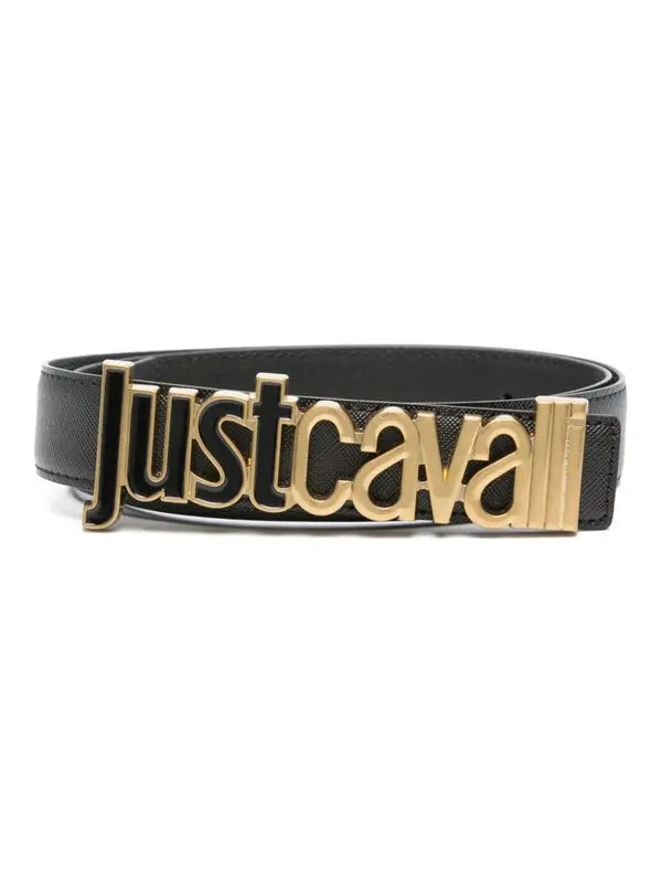 Just Cavalli Logo Buckle Leather Belt - Black