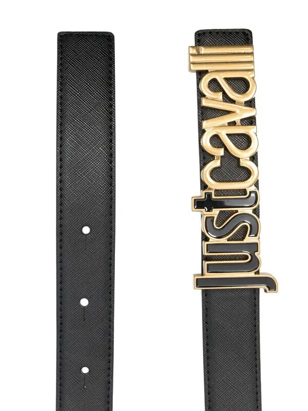 Just Cavalli Logo Buckle Leather Belt - Black