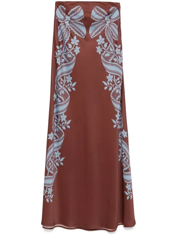 La DoubleJ Mix-print Midi Skirt