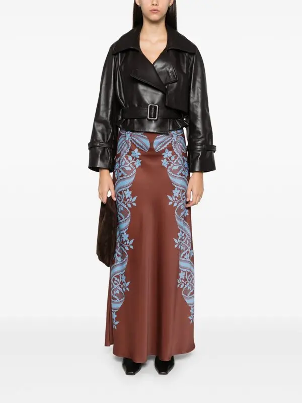 La DoubleJ Mix-print Midi Skirt