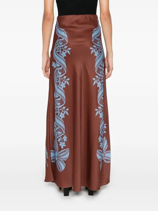 La DoubleJ Mix-print Midi Skirt
