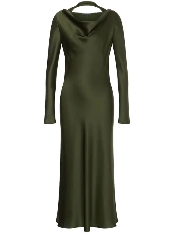 Alberta Ferretti Cowl Neck Satin A-Line Dress In Green - 50% Off |  Editorialist
