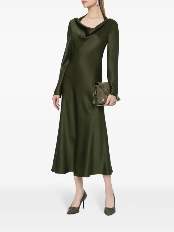 Alberta Ferretti Cowl Neck Satin A-Line Dress In Green - 50% Off |  Editorialist