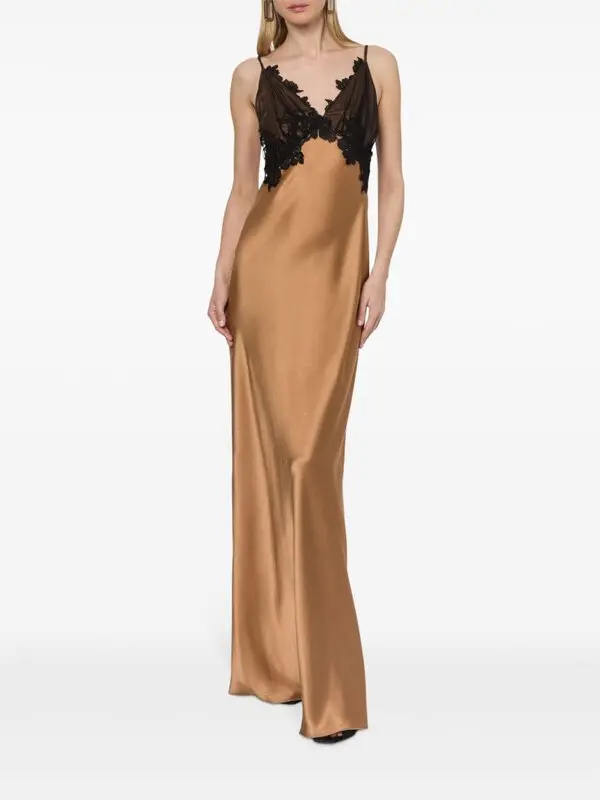 Alberta Ferretti Lace Applique Floor-Length Dress In Neutrals - 51% Off |  Editorialist