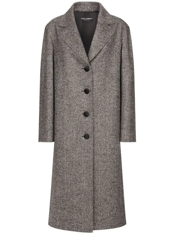 Dolce & Gabbana Herringbone-pattern Virgin Wool Coat