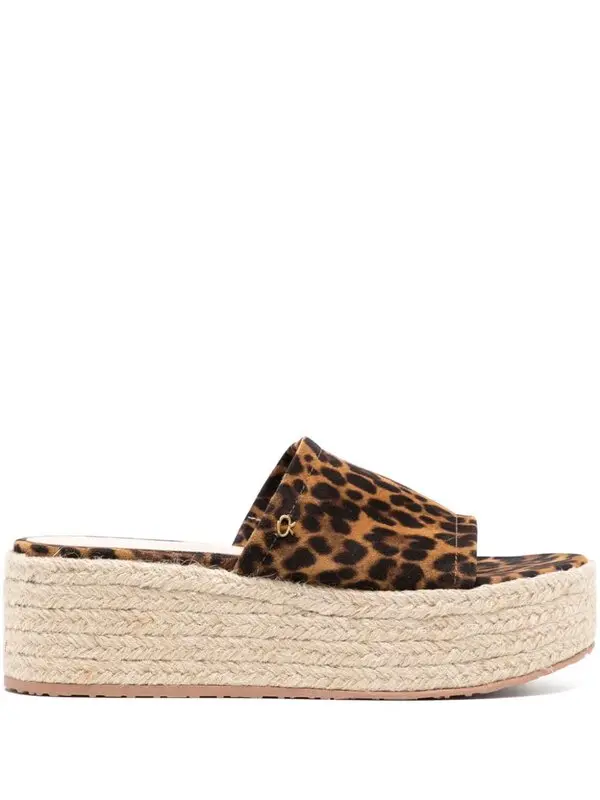 GIANVITO ROSSI Leopard Espadrille Platforms - Brown