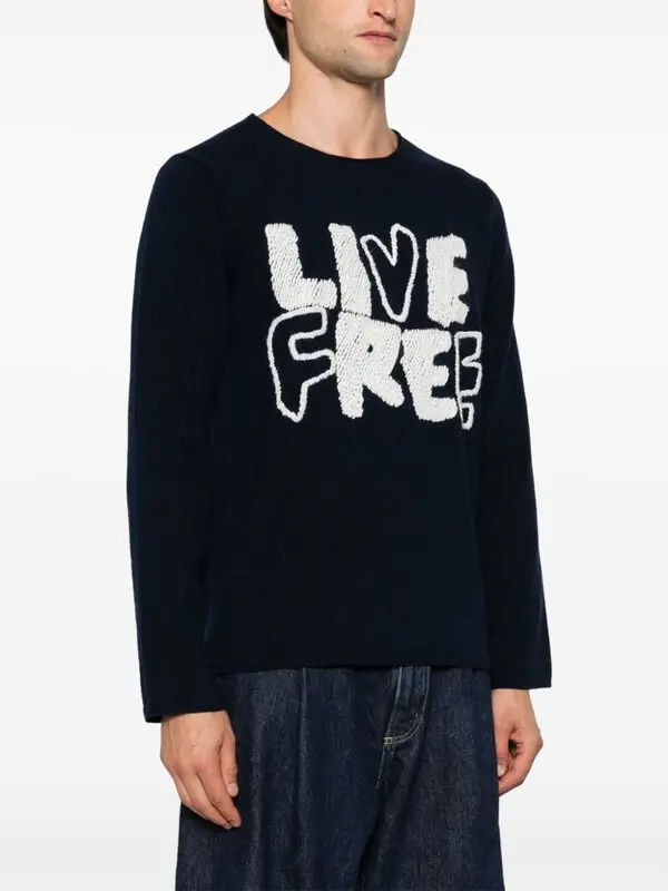 Comme Des Garçons X Fred Perry Live Free Jumper - Blue