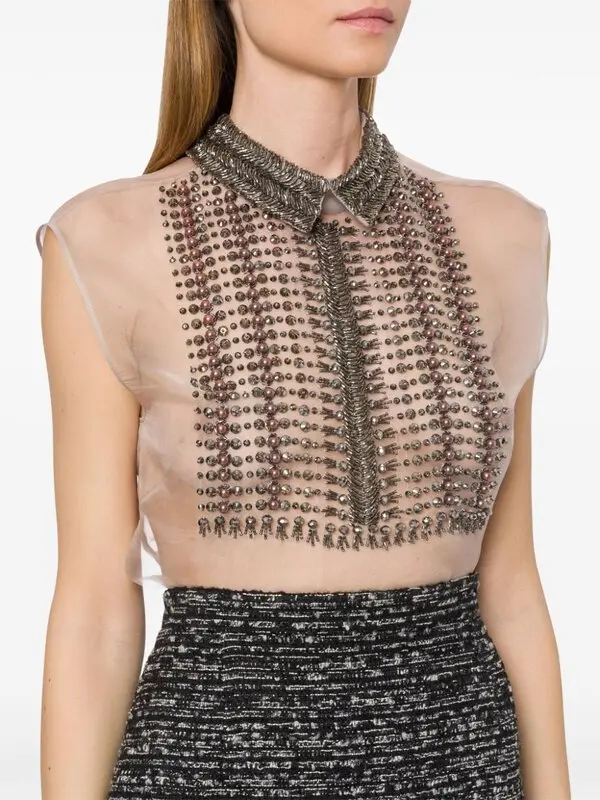 Alberta Ferretti Sequinned Semi-sheer Top