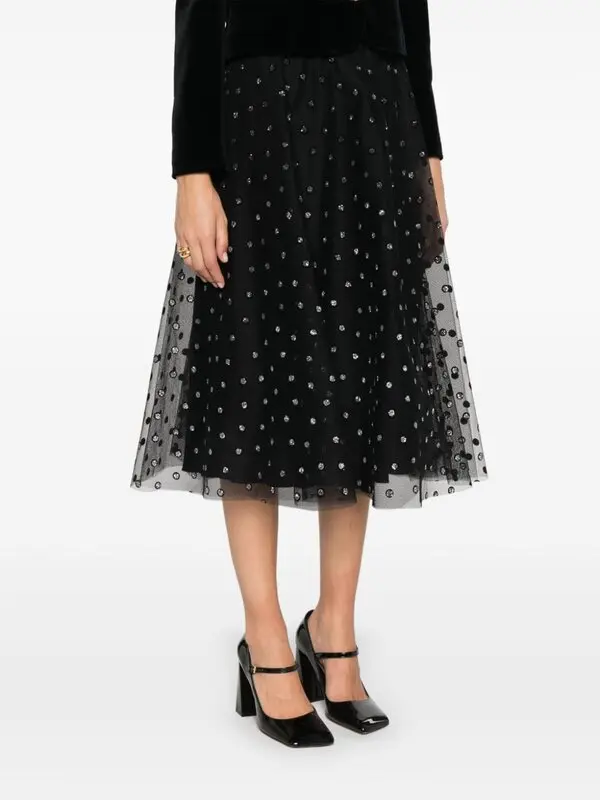 NISSA Polka-dot Print Midi Skirt