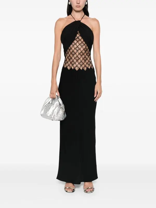Christopher Esber Net-detail Silk Maxi Dress