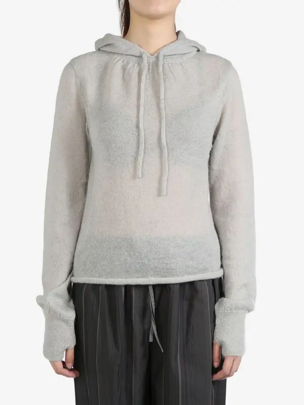 AMOMENTO Drawstring Hood Knit Hoodie