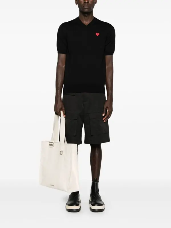 Play Comme Des Garcon Heart-patch Wool Jumper - Black