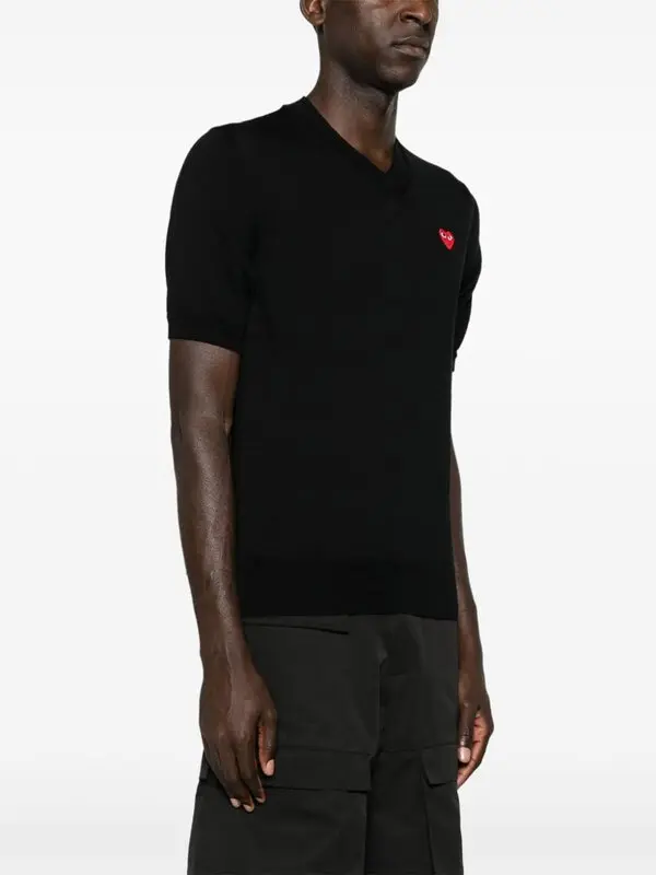 Play Comme Des Garcon Heart-patch Wool Jumper - Black