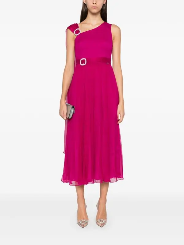 NISSA Pleated Silk Maxi Dress