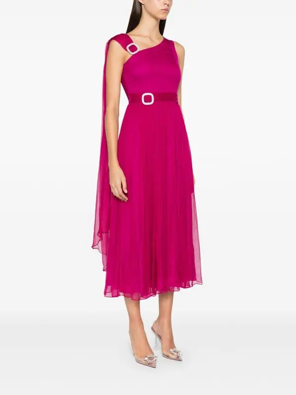 NISSA Pleated Silk Maxi Dress