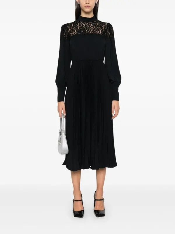 NISSA Floral-lace Detail Midi Dress