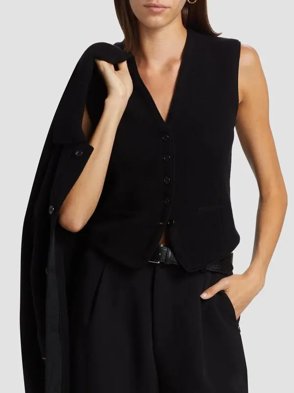 Guest In Residence Cashmere Knit Tailored Vest - Black