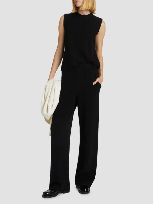 Guest In Residence Cashmere Tailored Wide-leg Pants - Black
