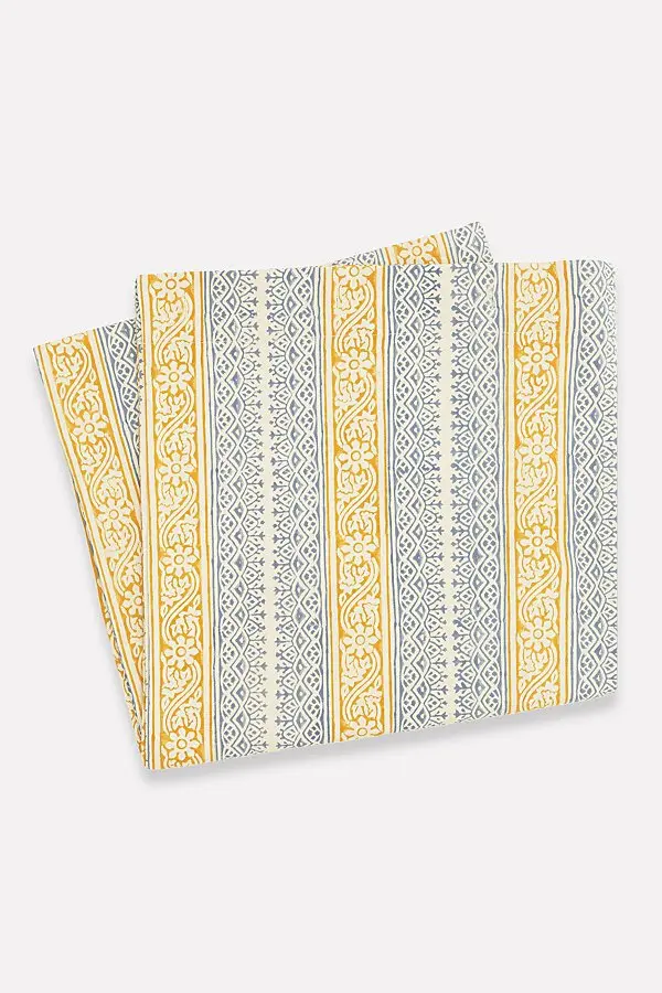 ANCHAL Floral Stripe Block Print Shower Curtain