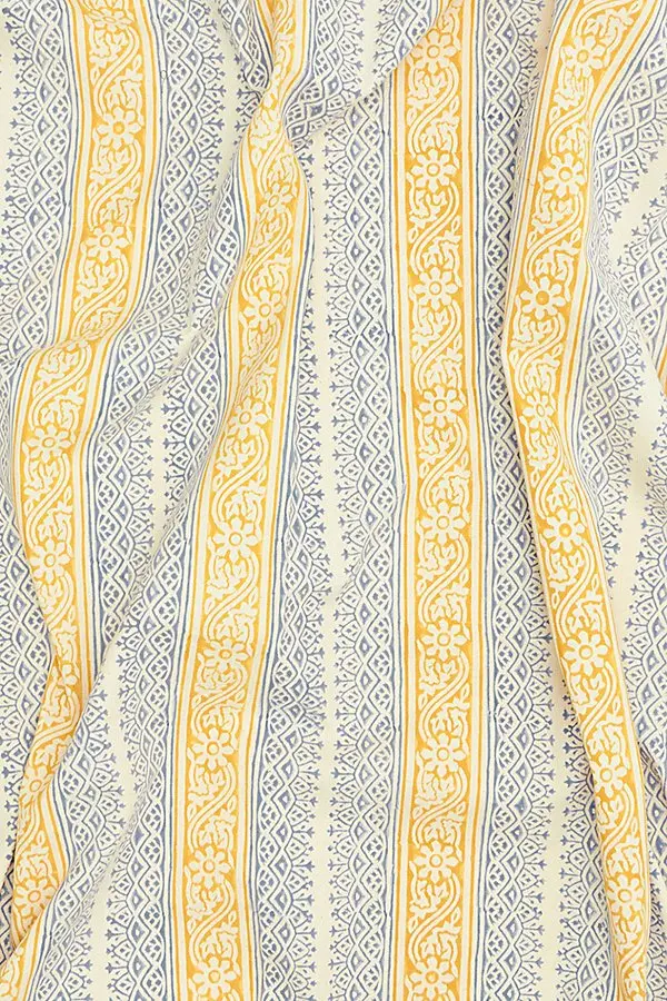 ANCHAL Floral Stripe Block Print Shower Curtain