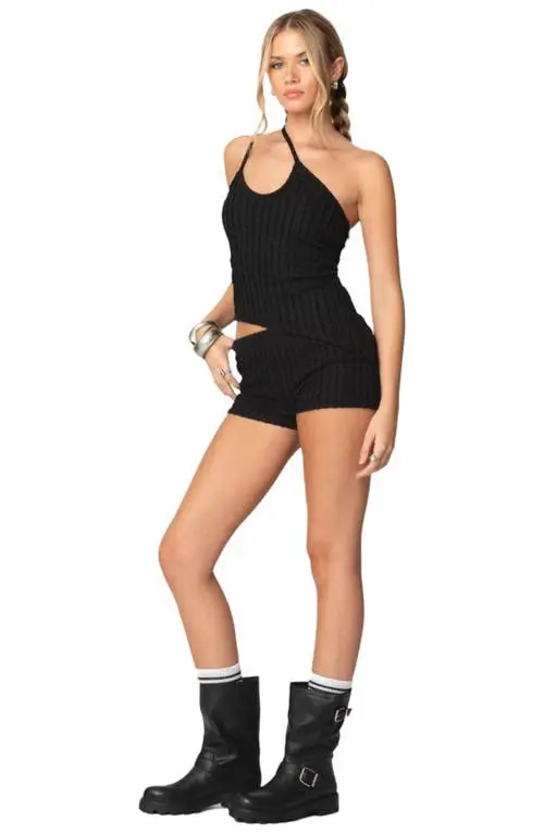 EDIKTED Textured Knit Shorts - Black