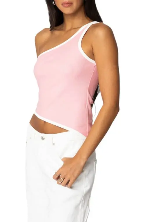EDIKTED Asymmetric One-shoulder Rib Top