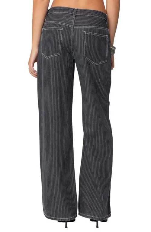 EDIKTED Pinstripe Low Rise Wide Leg Jeans
