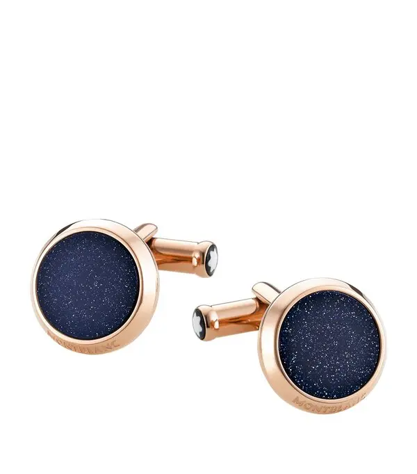 Montblanc Stainless Steel And Goldstone Meisterstück Cufflinks - Blue