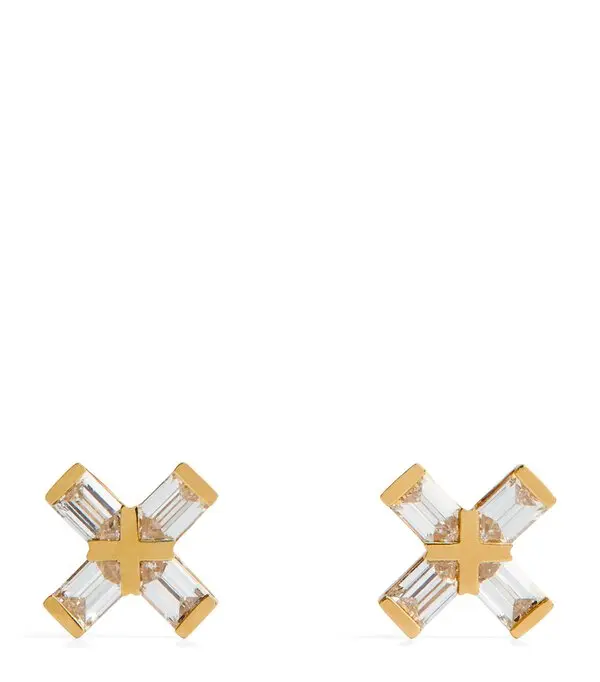 Eva Fehren Yellow And Diamond Exploding X Stud Earrings - Gold