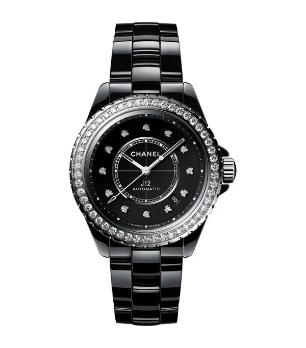 Chanel Ceramic, Steel And Diamond J12 Calibre 12.1 Watch - Black