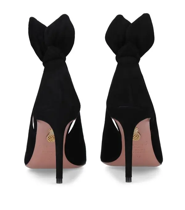 AQUAZZURA Suede Bow Tie Pumps 85